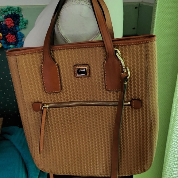 Dooney & Bourke | Bags | Dooney Bourke Euc Med Woven Tan Leather ...